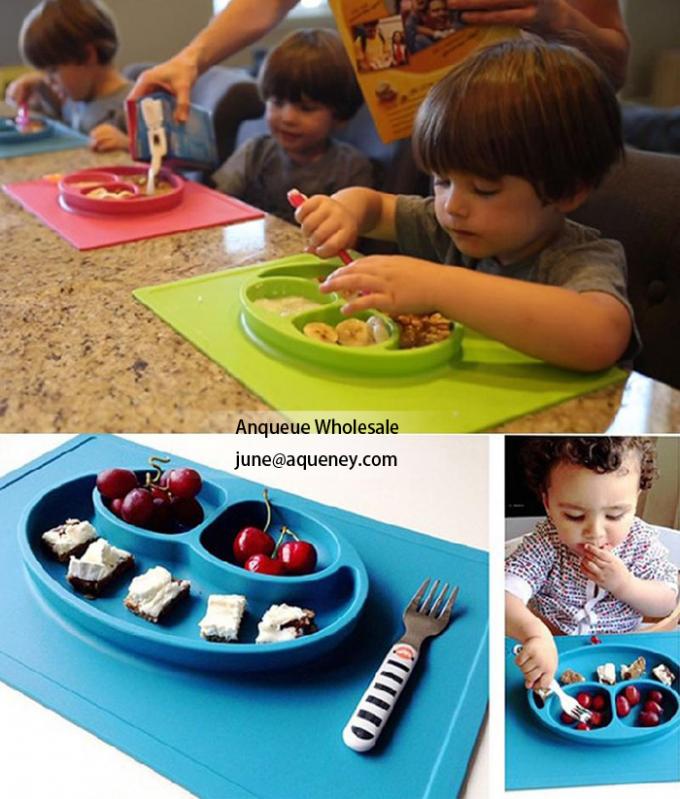 Recycled colorful silicone baby food grade plate non-toxic silicone ...